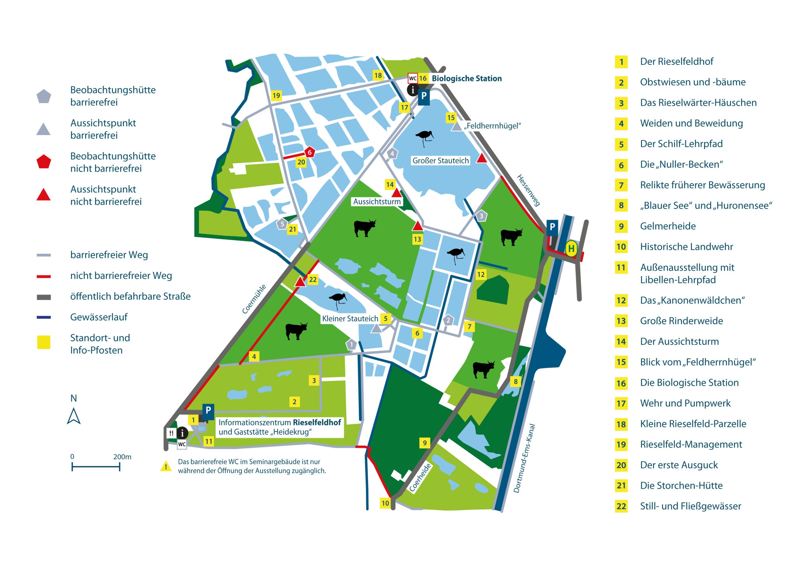 Naturerlebnisgebiet und Info-Pfosten – Biologische Station